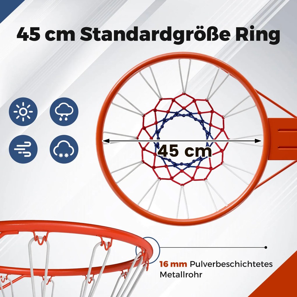 Costway Ø45 cm Standardní basketbalový koš se sítí Mini basketbalový koš