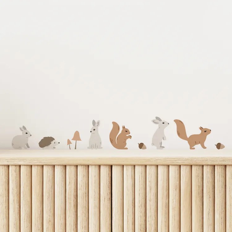 Funlife Samolepky na zeď pro děti lesní zvířata 10 x 5 cm