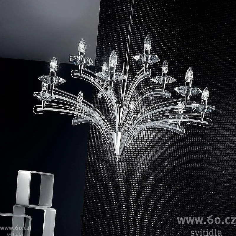 Metallux 197.112 Icaro, designový lustr, 12x40W, chrom, prům. 100cm