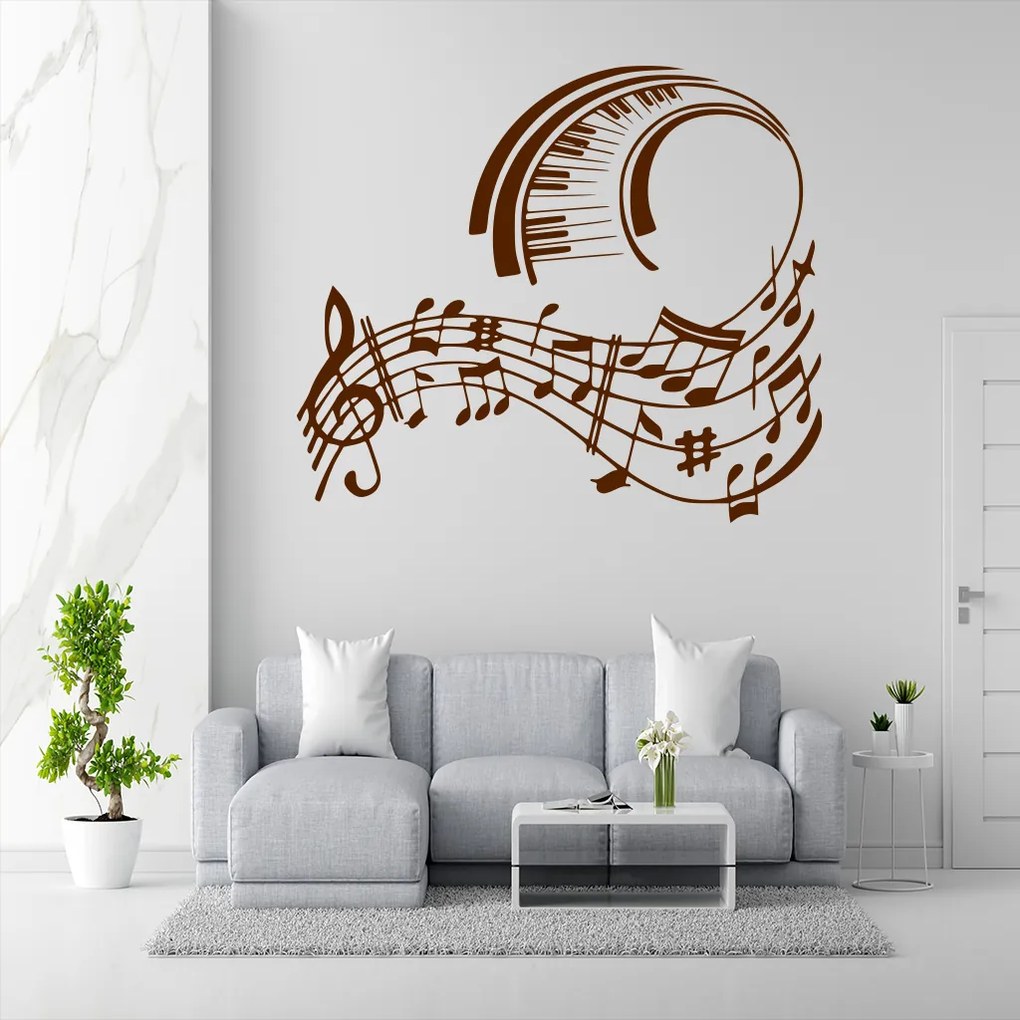 Živá Zeď Samolepka na zeď Skladba pro klavír Barva: hnědá, Velikost: 80 x 69 cm