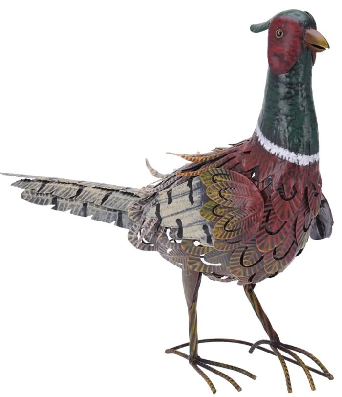 Zahradní kovová figurka Pheasant, 40x58 cm, vícebarevná