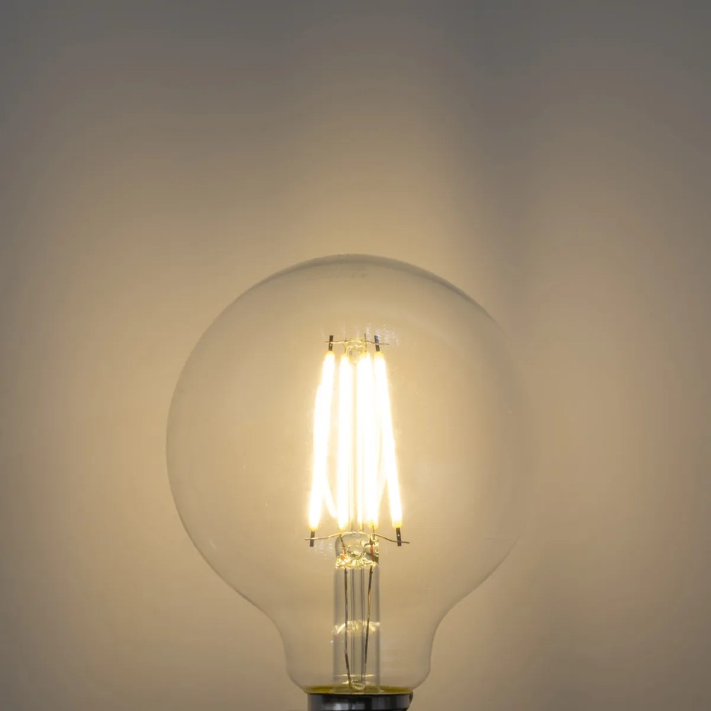 Sada 5 LED žárovek E27 G95 čirý filament 3.8W 806 lm 3000K