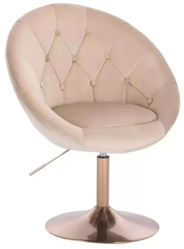 LuxuryForm DESIGN Otočné křeslo VERA VELUR na zlatém talíři - latte