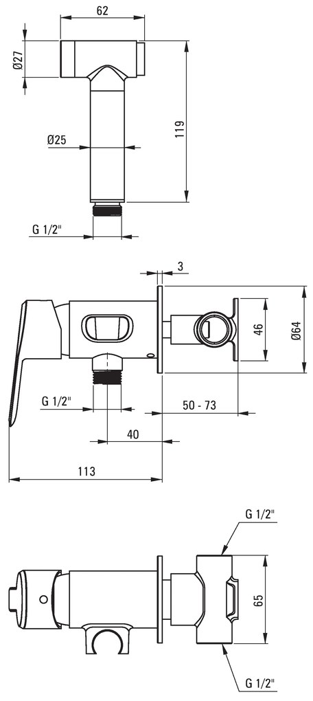 Deante Arnika, podomítková bidetová baterie, zlatá lesklá, BQA_Z34M