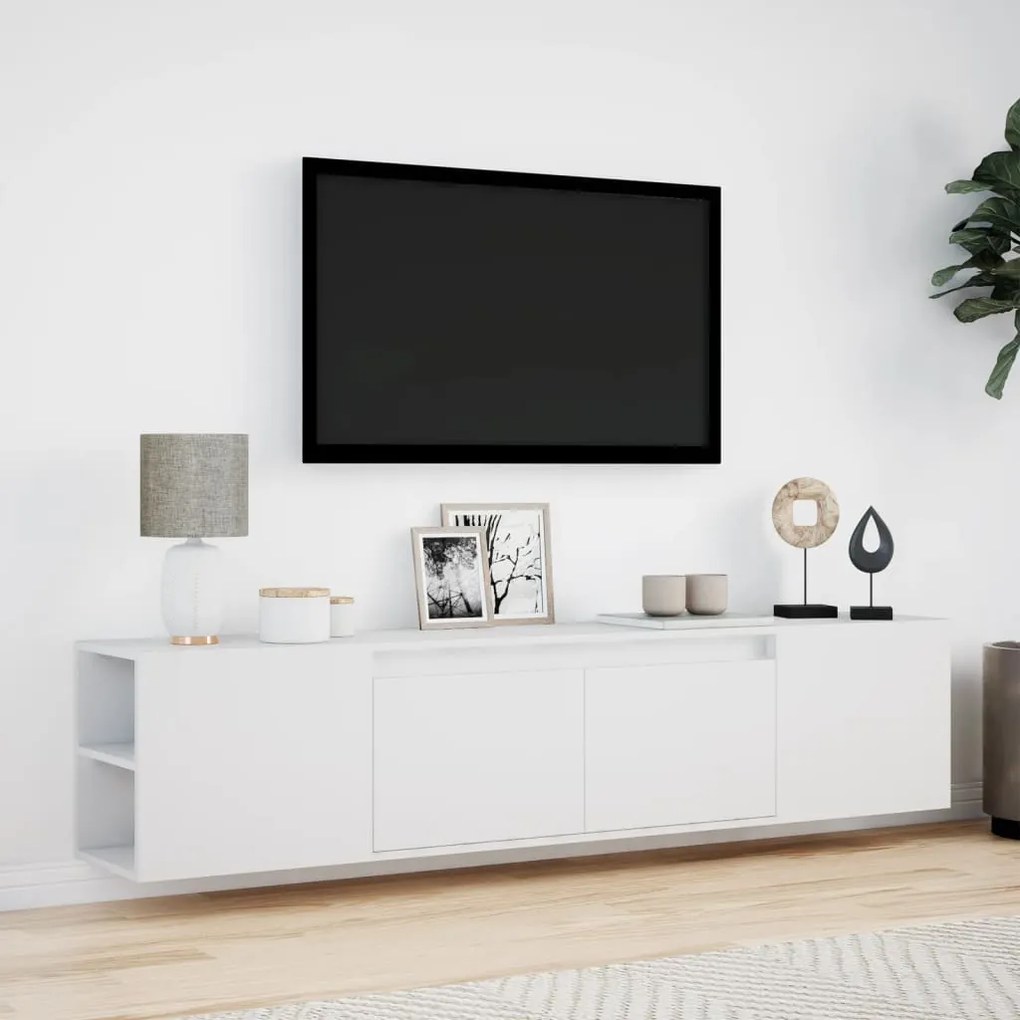 Nástěnná TV skříňka s LED bílá 180 x 31 x 39,5 cm 3307954