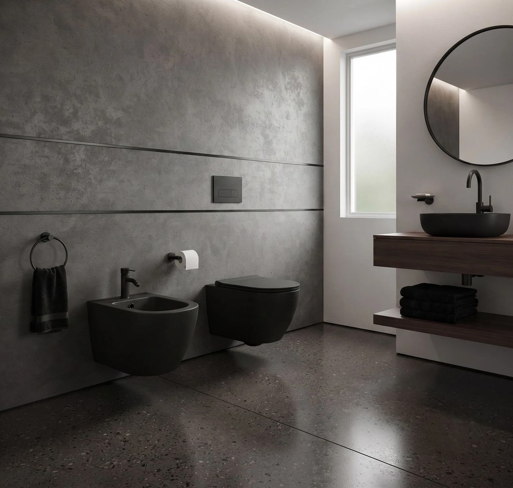 Erga Lily, závěsný bidet 490x360x320 mm, černá matná, ERG-V03-LILY-BD-BK