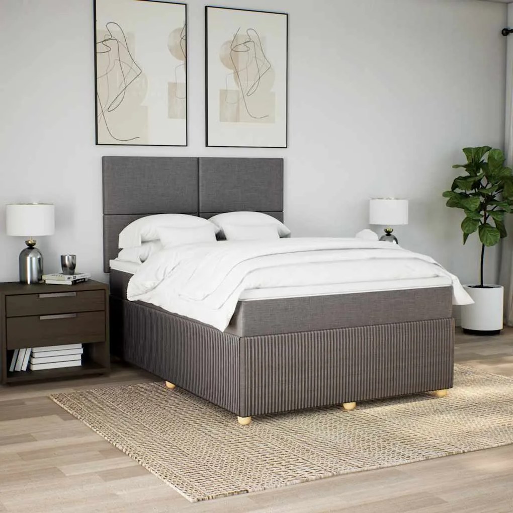 Box spring postel s matrací taupe 140x190 cm textil 3294348