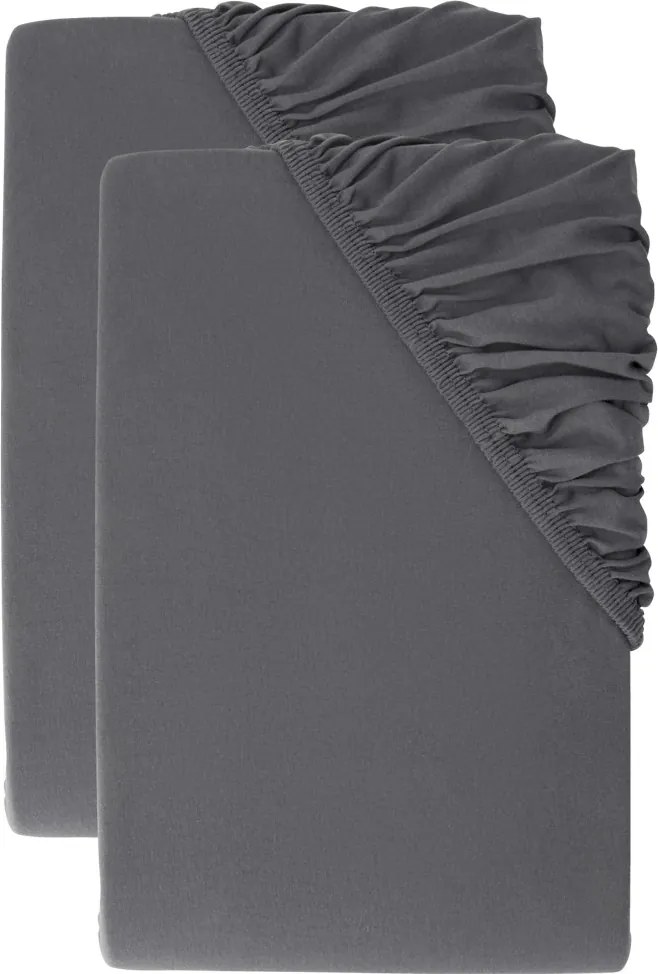 Livarno® Sada žerzejových napínacích prostěradel, 90–100 x 200 cm, tmavě šedá, 2dílná