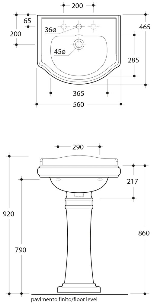 Kerasan RETRO keramické umyvadlo 56x46,5cm, bílá 104501