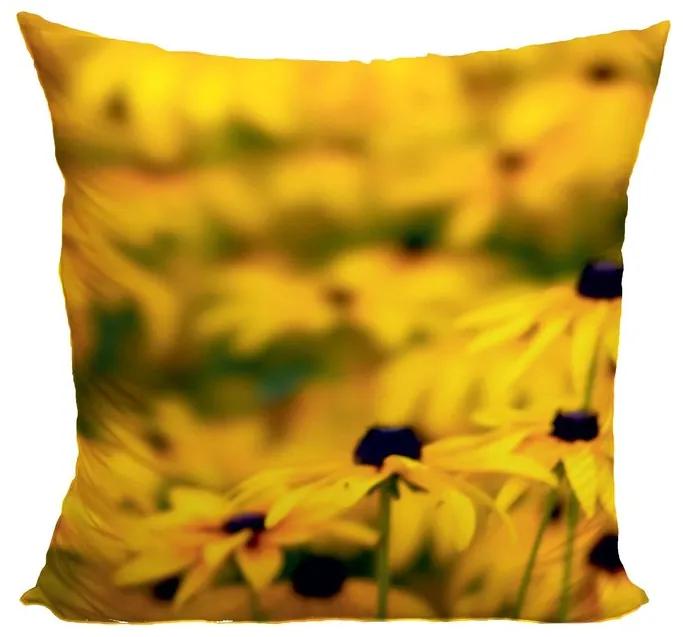 Polštář Žluté květy v poli 40x40 cm