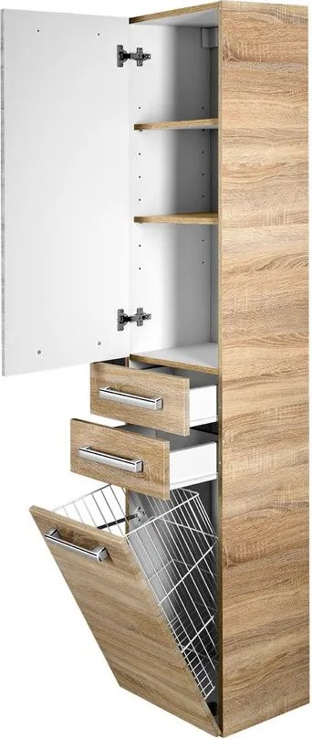 Aqualine Aqualine, VEGA Skříňka vysoká s košem 40x184x31cm, dub platin, VG980