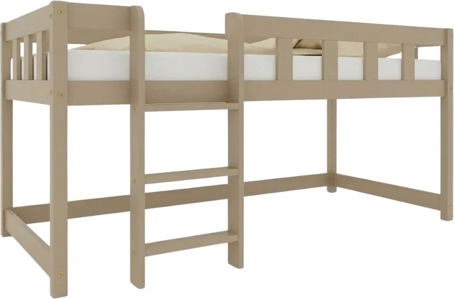 Benlemi Nízká vyvýšená postel PLOTTY s žebříkem 90x200 cm Zvolte barvu: Bílá, Zvolte stranu: Vlevo, Zvolte variantu: Se závěsem