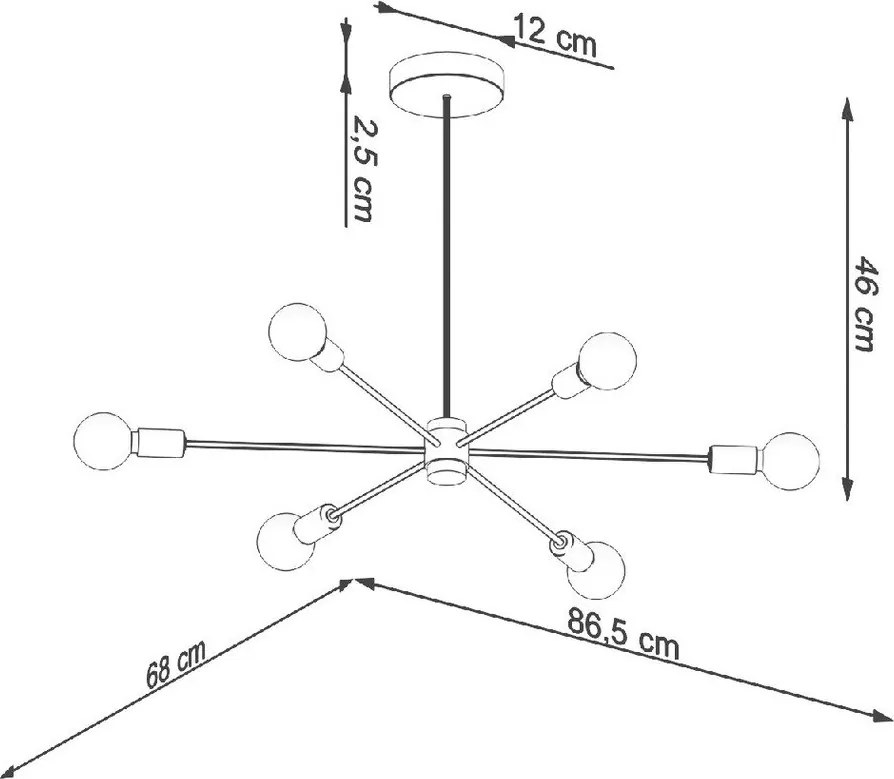 Černé stropní svítidlo 68x86,5 cm Benedett – Sollux