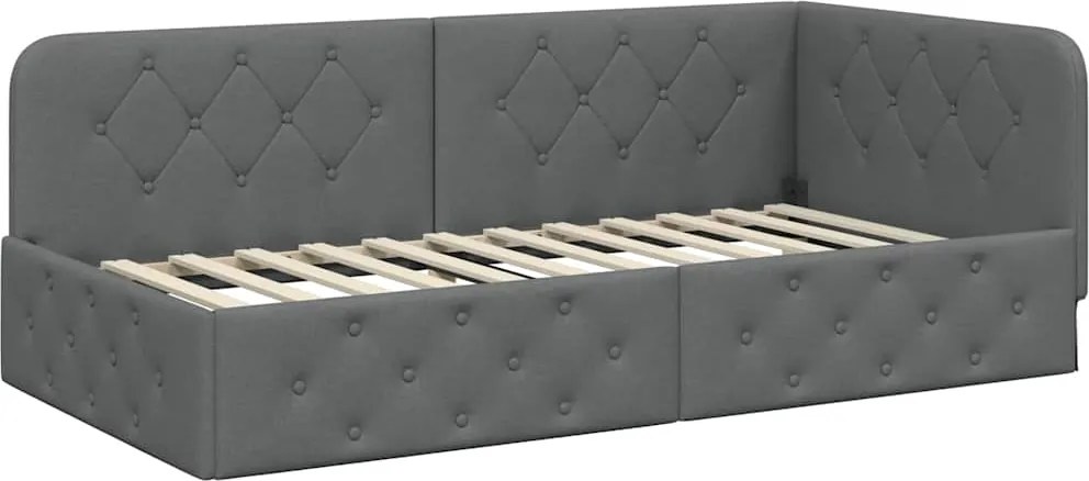 Rohový rám postele Tmavě šedá 100 x 200 cm textil 3394054