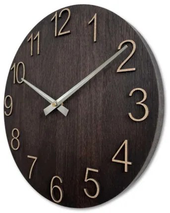 Luxusní dřevěné nástěnné hodiny Wenge – Černý design I SENTOP MAS016-OSMO-3169-heads-silver