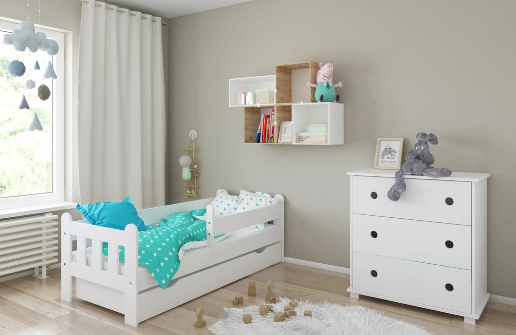 BabyBeds Dětská postel STAS Velikost postele: 160x80 cm, Barevné provedení: Bílá, Úložný prostor: Ano, s úložným prostorem Bílá