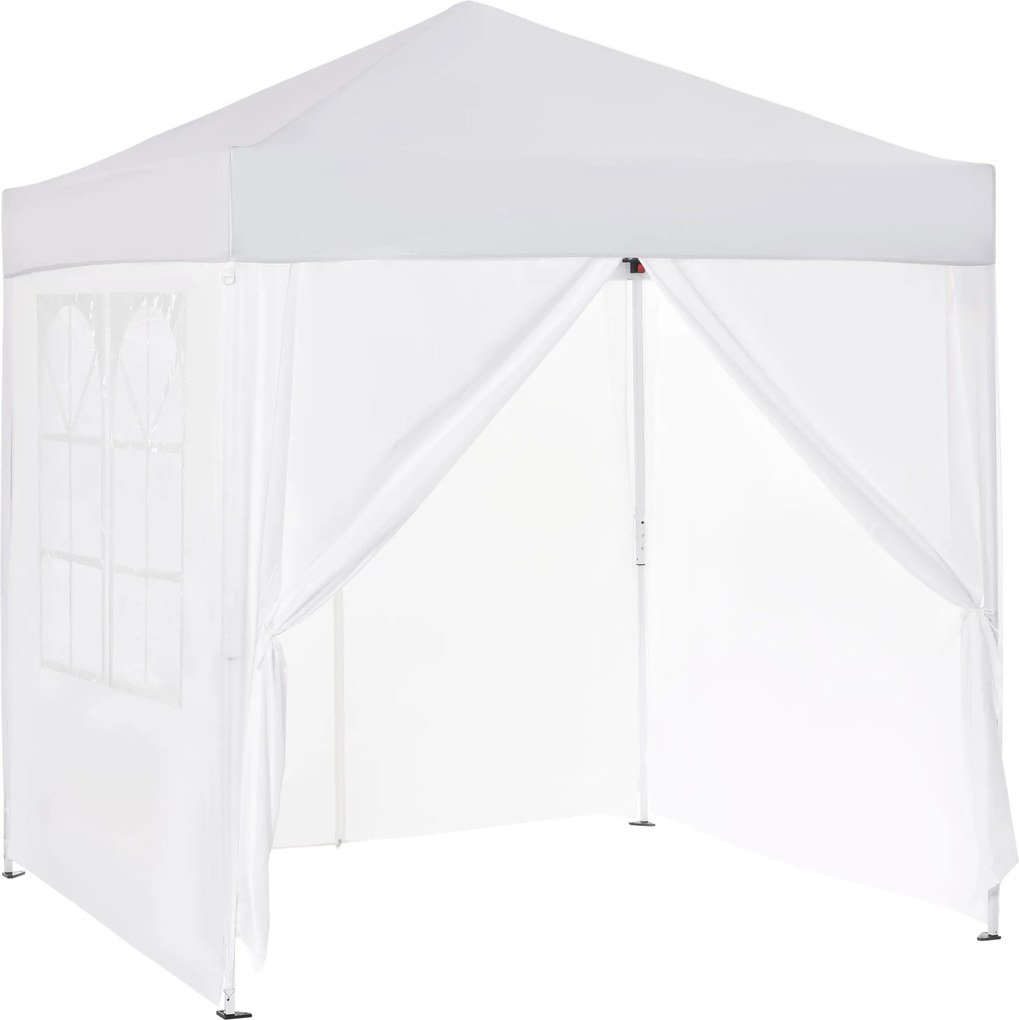 Outsunny Pavilon 2x2m Vodotěsný, Skládací Pavilon s 4 Bočními Stěnami, Okna s Odtokovými Otvory, Skládací Party Stan UV 30+, Zahradní Altán s Přenosno