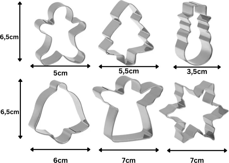 Verk Group Plech na pečení 6 kusů vánočních perníčků sada ocelová