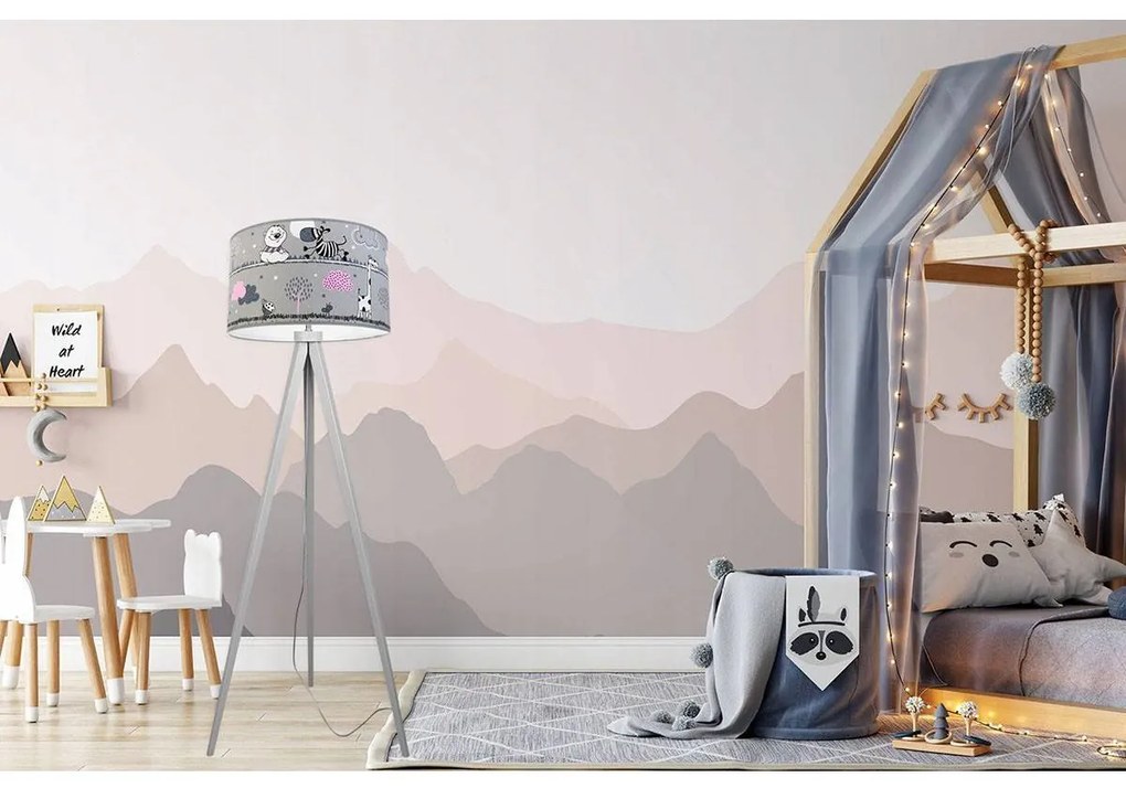 Dětská stojací lampa Ladybird, 1x textilní stínítko se vzorem, (výběr ze 2 barev konstrukce)