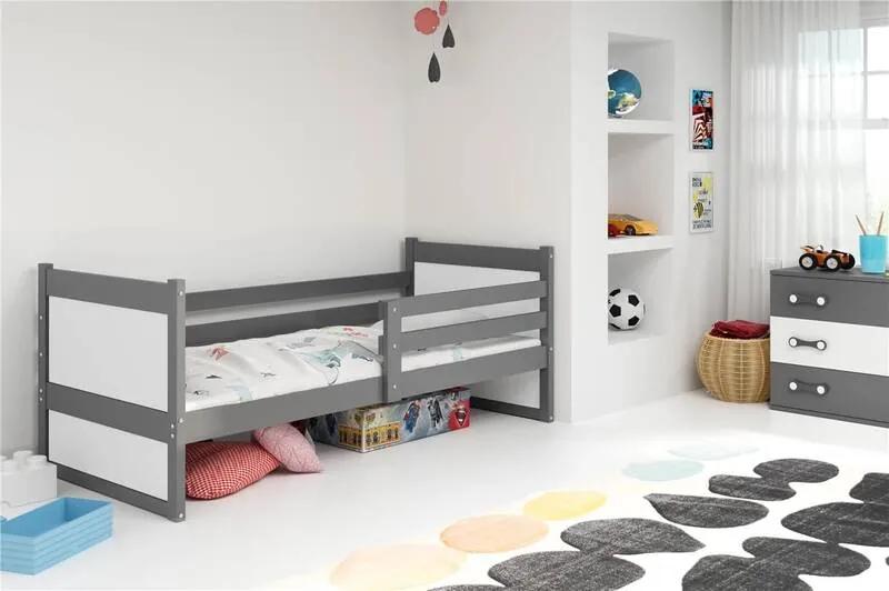 BMS Group Dětská postel Rico 1 bez šuplíku 190x80 grafit/bílá