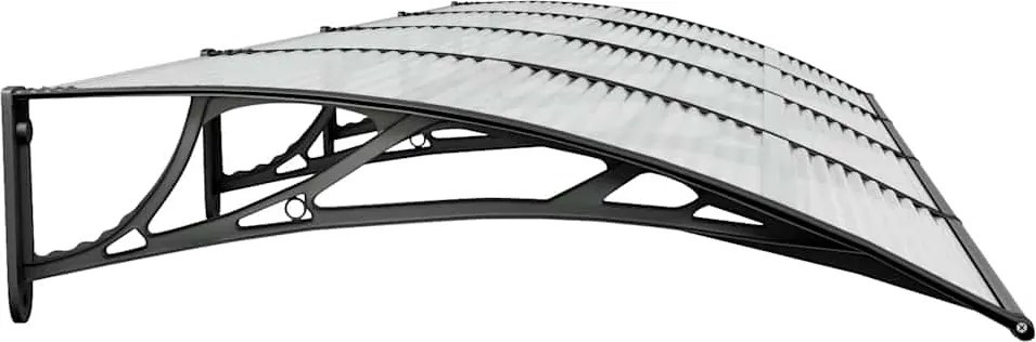 Vchodová stříška černá 350 x 100 cm polykarbonát 153594