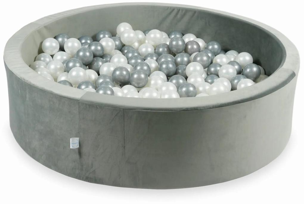 Mimii Suchý bazének + 200 ks kuliček kulatý, samet šedá Rozměr: 115x40 cm