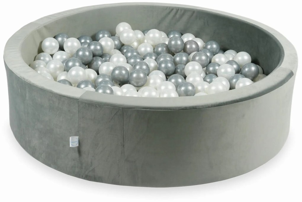 Mimii Suchý bazének + 200 ks kuliček kulatý, samet šedá Rozměr: 130x30 cm