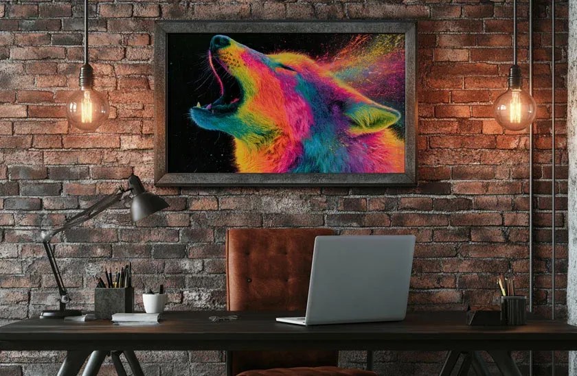 Vlčí síla barev - obraz - Neonový vlk v záři barev 82 - 40 x 50 cm - 499 Kč