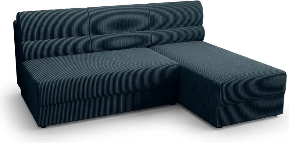 Rozkládací oboustranná sedací souprava do L TAVERO SLIM 201x140 cm, tmavě modrá