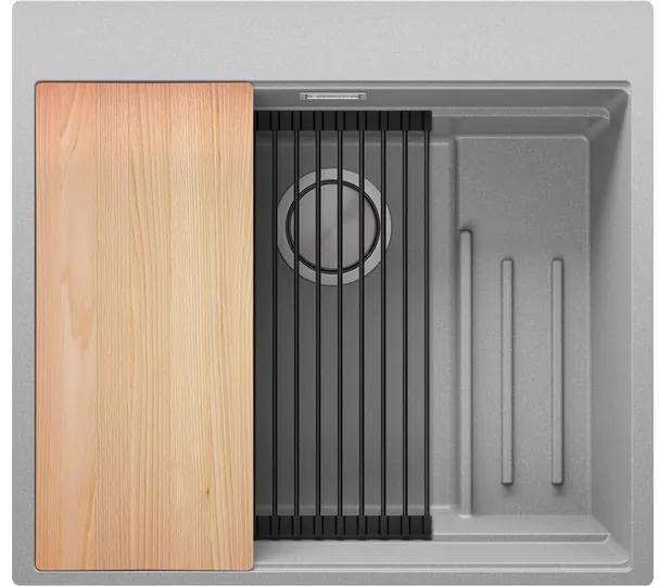 Primagran Kuchyňský dřez granitový jednokomorový s vnitřním odkapávačem Step a největší komorou MAX Oslo 60 Multilevel + Dárek