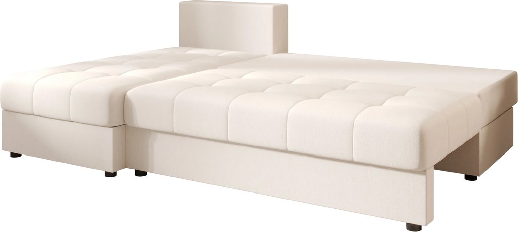 Rozkládací oboustranná sedací souprava do L VENORIA SLIM 200x143 cm, krémová + 2 polštářky ZDARMA