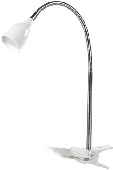 LED stolní lampička se skřipcem, 2.5W, 3000K, clip, bílá barva
