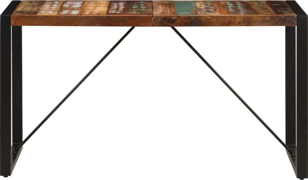 vidaXL Jídelní stůl 140 x 70 x 75 cm masivní recyklované dřevo [247421] Barva: Černá