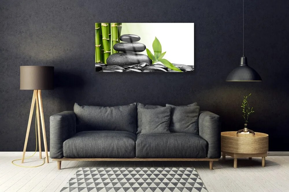 Obraz na skle Bambus Kameny Zen Umění 100x50 cm