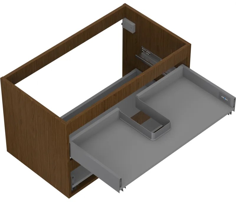 Mexen Box-A, závěsná skříňka 80 cm, 2 zásuvky, ořech, 91AX0-0800-470-2-86