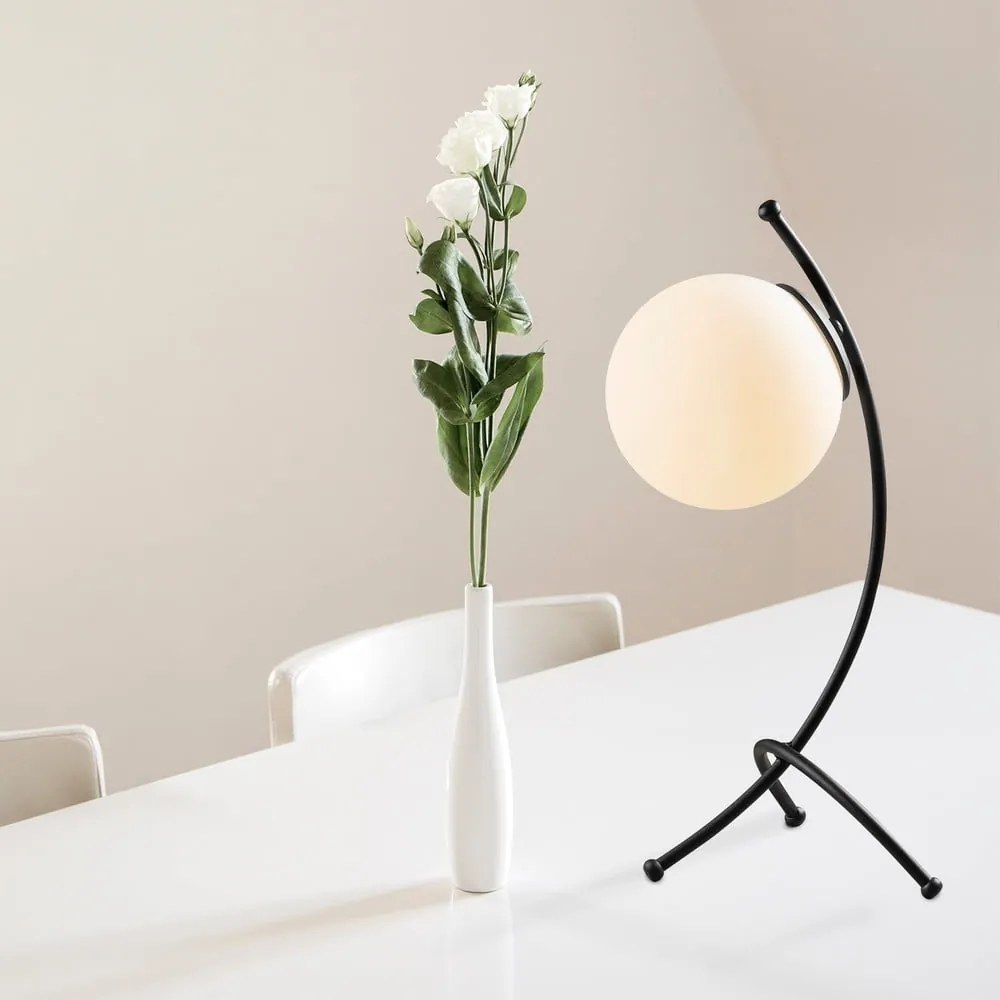 Černobílá stolní lampa se skleněným stínidlem (výška 43 cm) Yay – Opviq lights