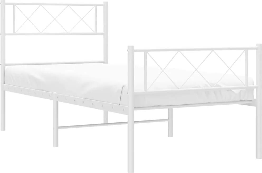 vidaXL Kovový rám postele s hlavovým a nožním čelem 100 x 190 cm [372338] Barva: Bílá