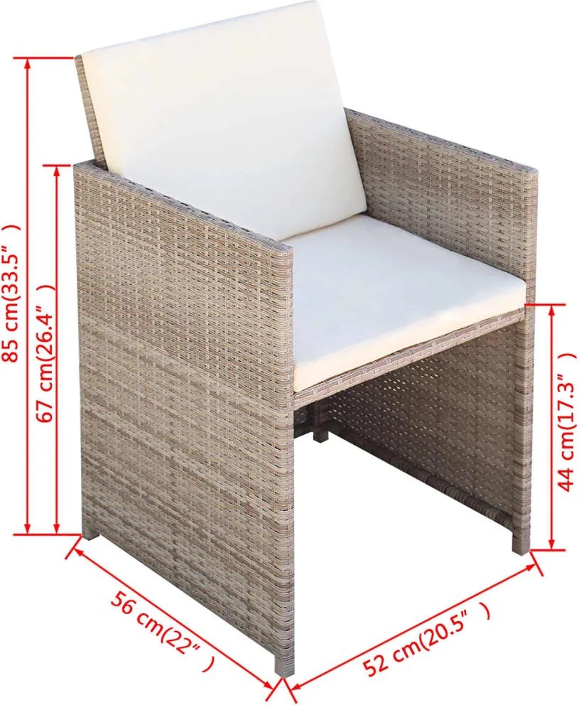 vidaXL Marketos 5dílný zahradní jídelní set s poduškami polyratan béžový
