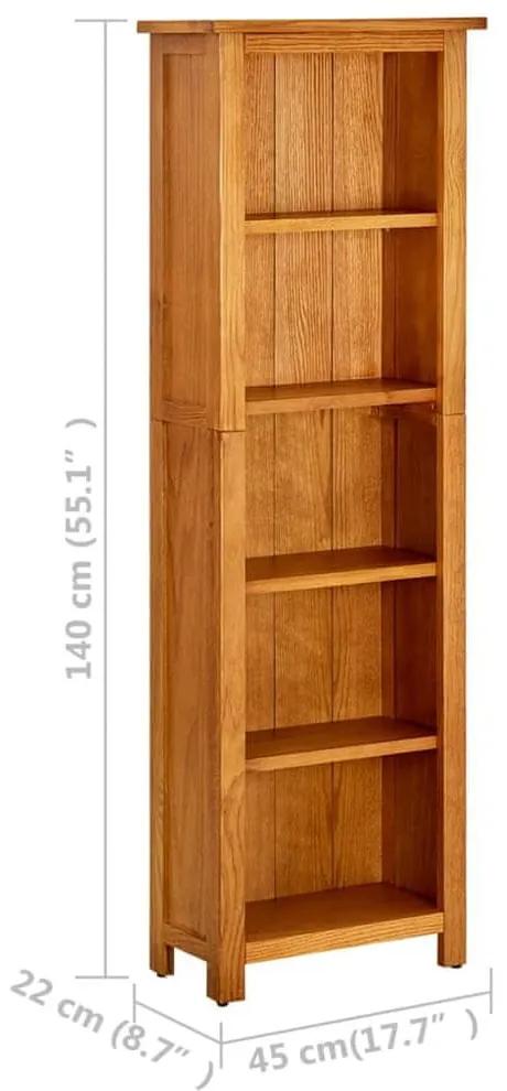 Petromila Knihovna s 5 policemi 45 x 22 x 140 cm masivní dubové dřevo