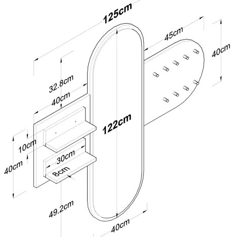 Nástěnné zrcadlo RANI 125x120 cm bílá/hnědá