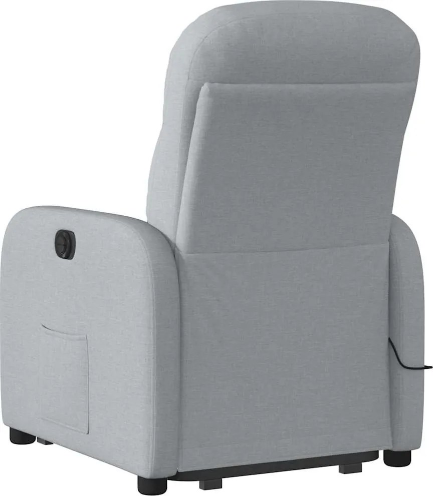 Zvedací masážní polohovací křeslo světle šedé textil 3302982