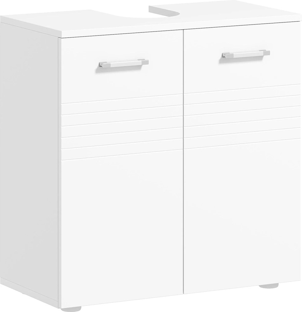 Kleankin Koupelnová Podskříňová Skříň s 2 Dveřmi a Nastavitelnou Vnitřní Policí Moderní Styl 60x30x62.5 cm Bílá | Aosom