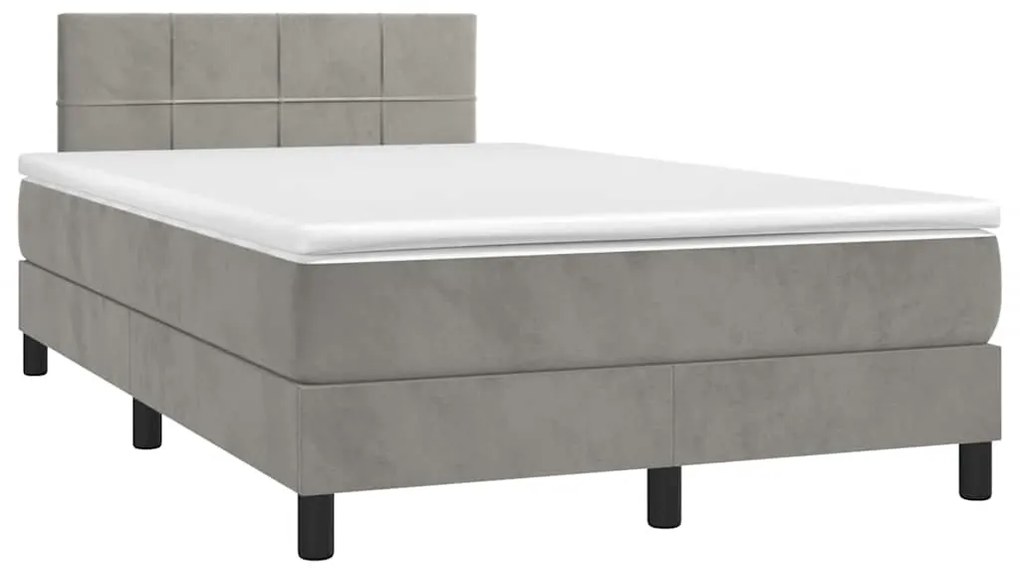 Box spring postel s matrací a LED světle šedá 120x190 cm samet 3270153