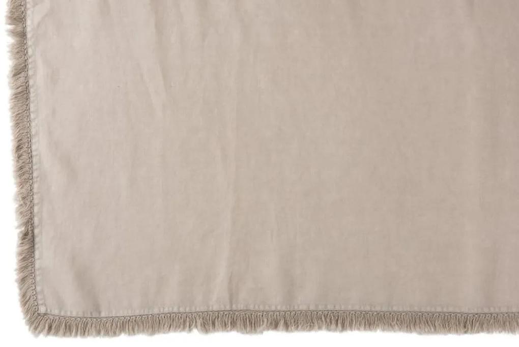 Béžový lněný pléd s třásněmi Franje - 150*200 cm