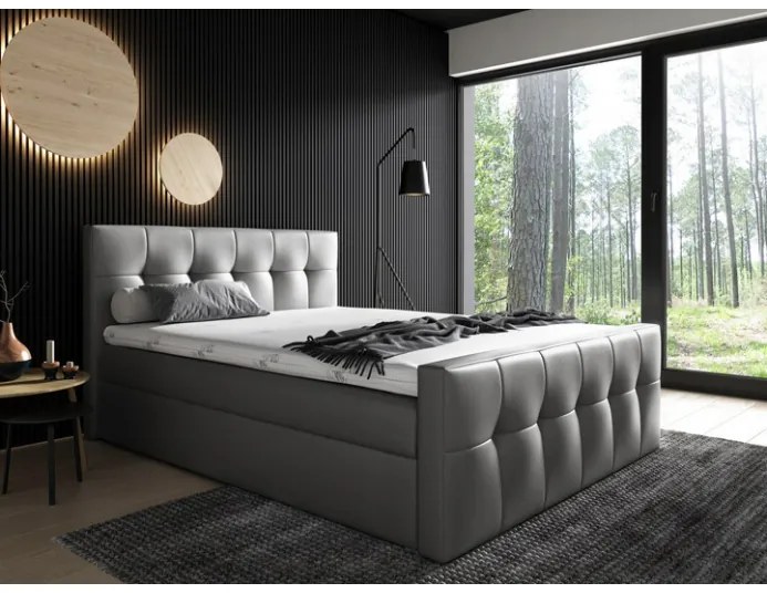 Čalouněná postel Maxim 200x200, šedá eko kůže + TOPPER