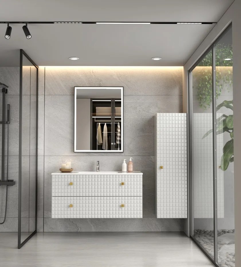 Erga Samira, LED zrcadlo 60x80cm v černém rámu, 2185 lm, 3 barvy světla, přední/zadní osvětlení, ERG-V01-SAMIRA-6080-BK