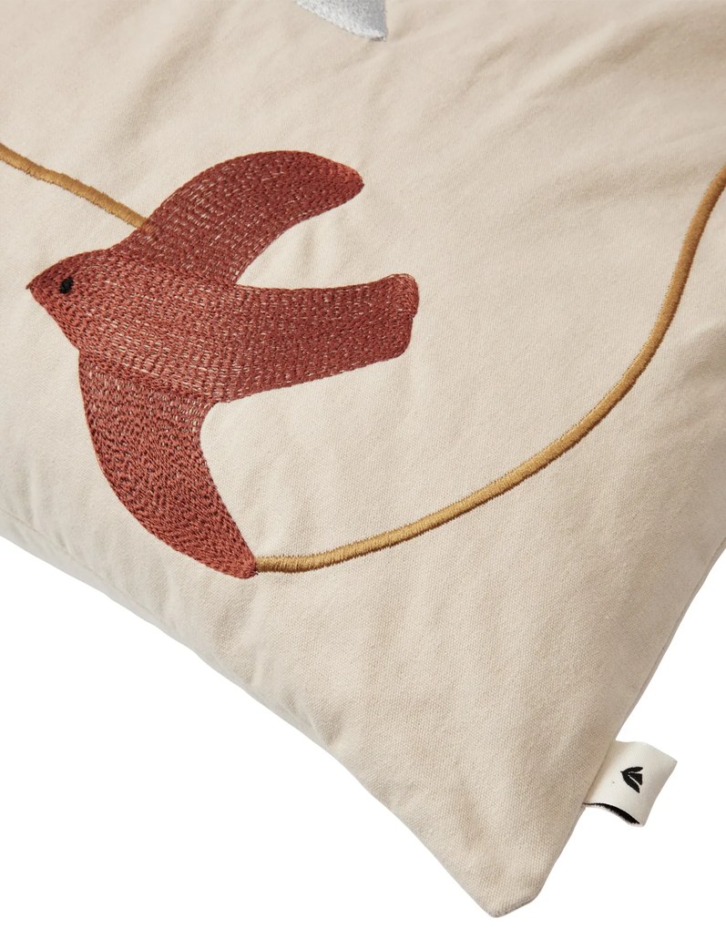 Ferm Living Povlak na polštář s výšivkou Swif Bird 40 × 60 cm, multi barva, textil