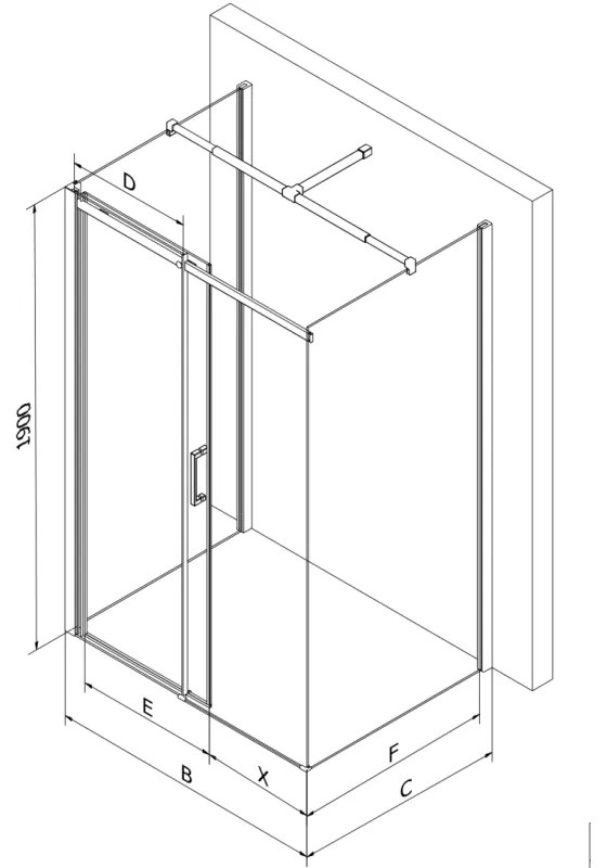 Mexen Omega třídílný sprchový kout, rozsouvací 120 x 100 cm, průhledné, Chromovaná + vanička do sprchového kouta Flat - 825-120-