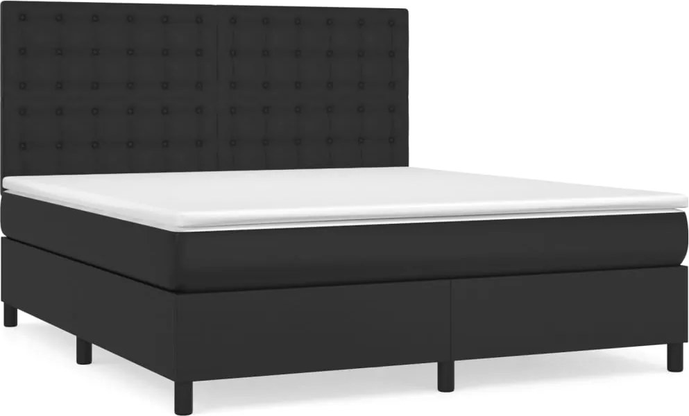 Box spring postel s matrací černá 160x200 cm umělá kůže 3142851