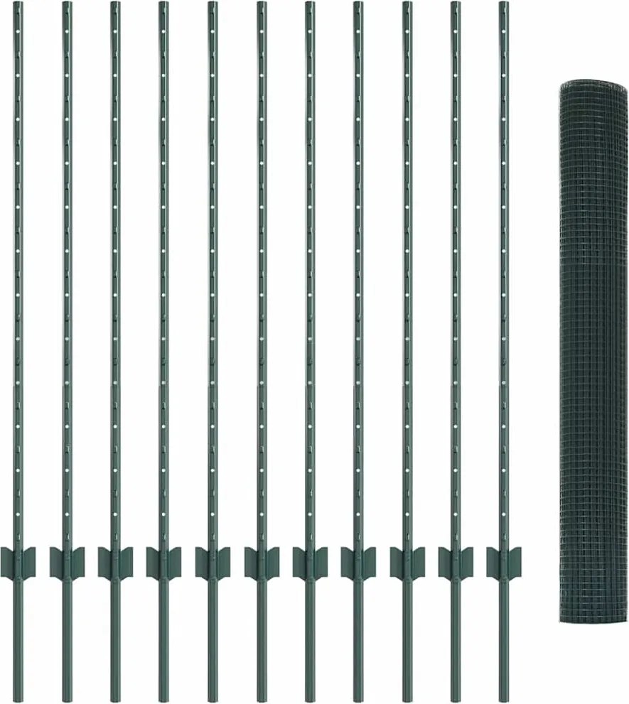 Svařovaná drátěná plotovina s tyčkami 25 x 1,2 m Zelená 3336485
